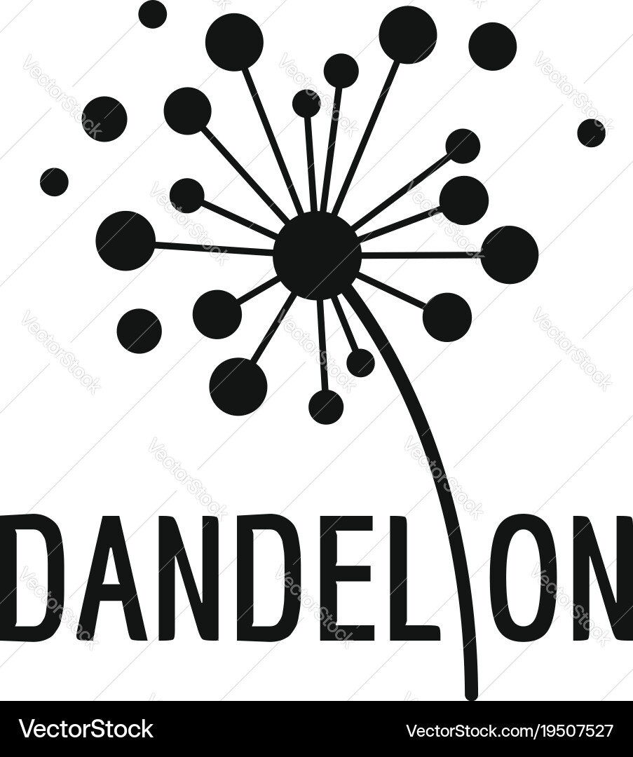 Getrocknetes Löwenzahn-Logo-Symbol einfach Stil Vektorbild