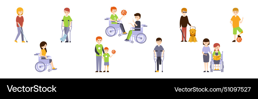 Happy disabled people character with disability Vector Image