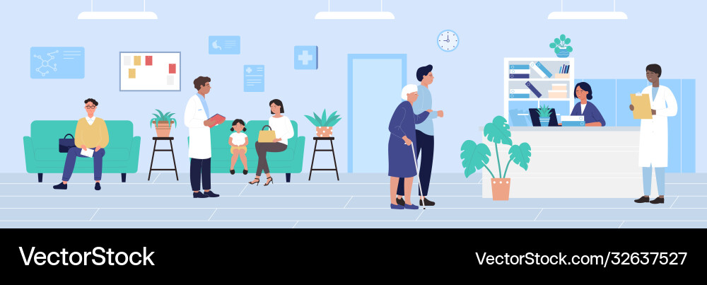 Krankenhaus Rezeption Cartoon Lizenzfreies Vektorbild