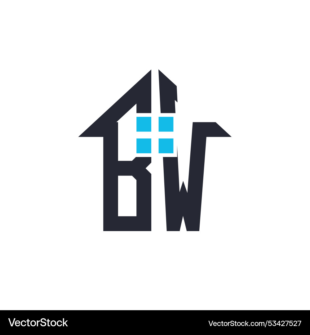Initials bw house logo design creative letter Vector Image