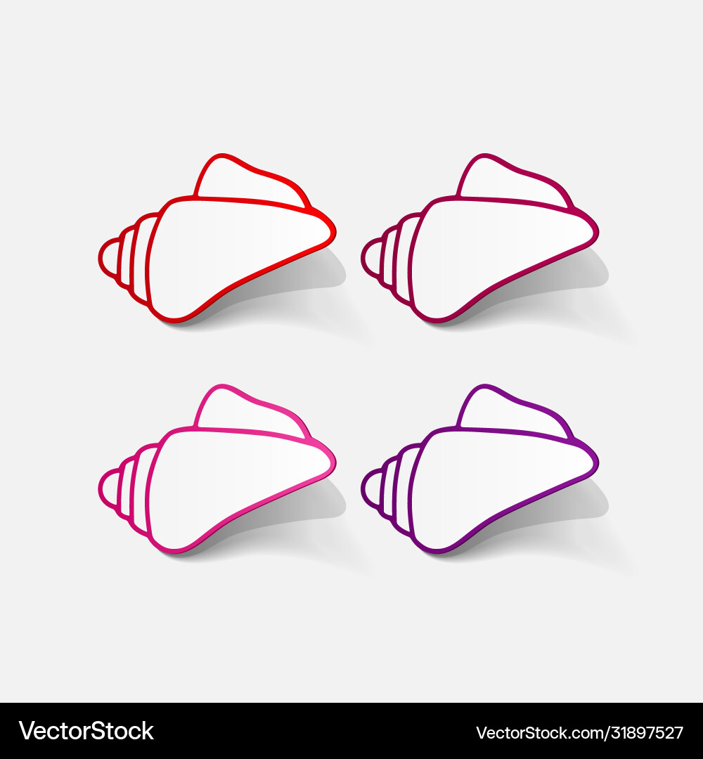 Realistic paper sticker shell Royalty Free Vector Image