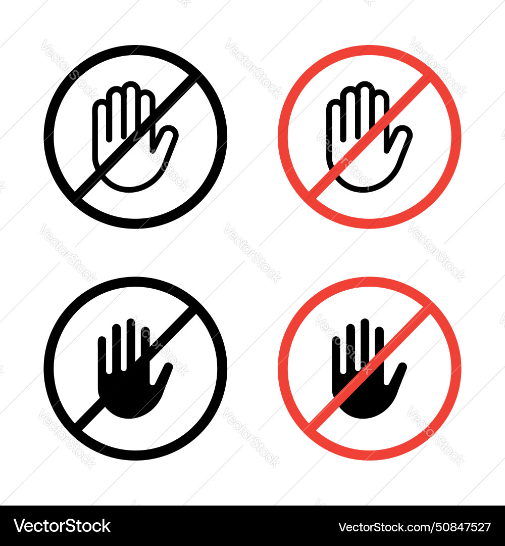 Stop sign icon set illegal entry and red ban stop Vector Image