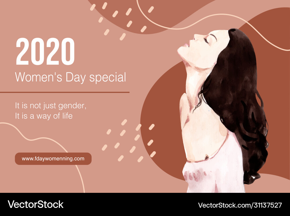 Woman day frame design with watercolor Royalty Free Vector