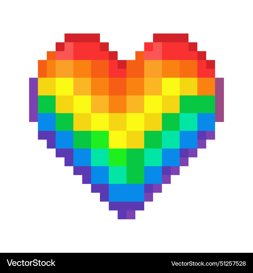 8-bit pixel rainbow heart Royalty Free Vector Image