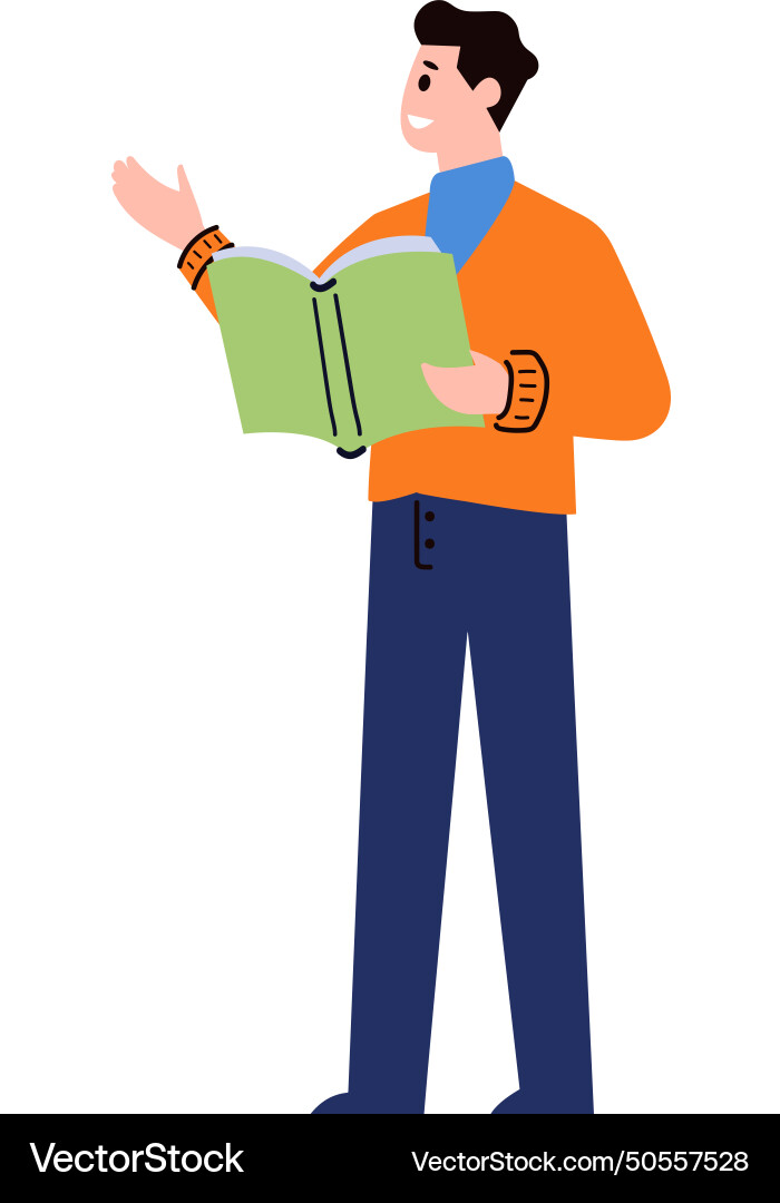 A man reading book flat style isolated Royalty Free Vector
