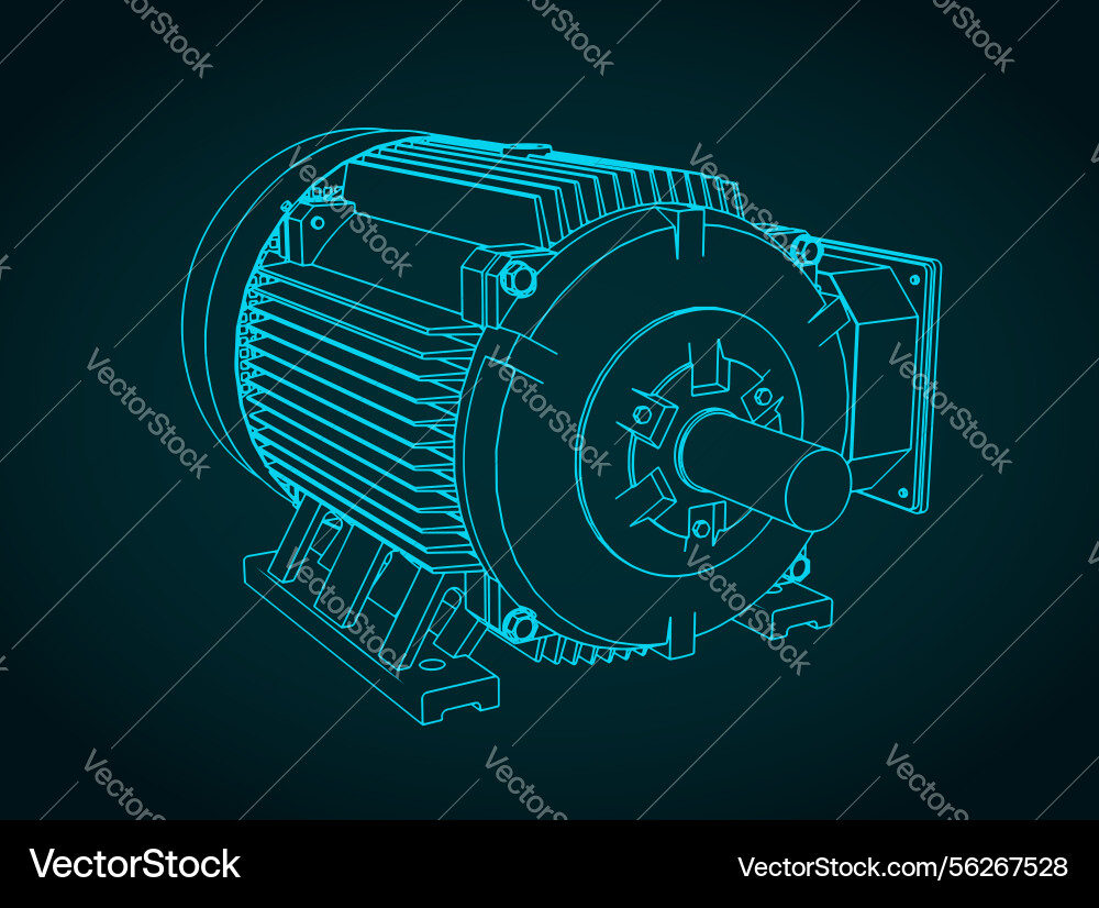 Electric motor blueprint Royalty Free Vector Image