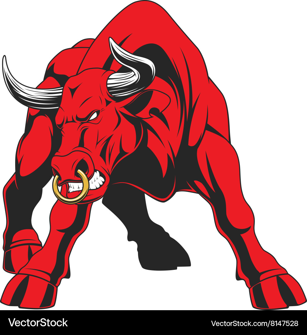 Ferocious bull attacks Royalty Free Vector Image