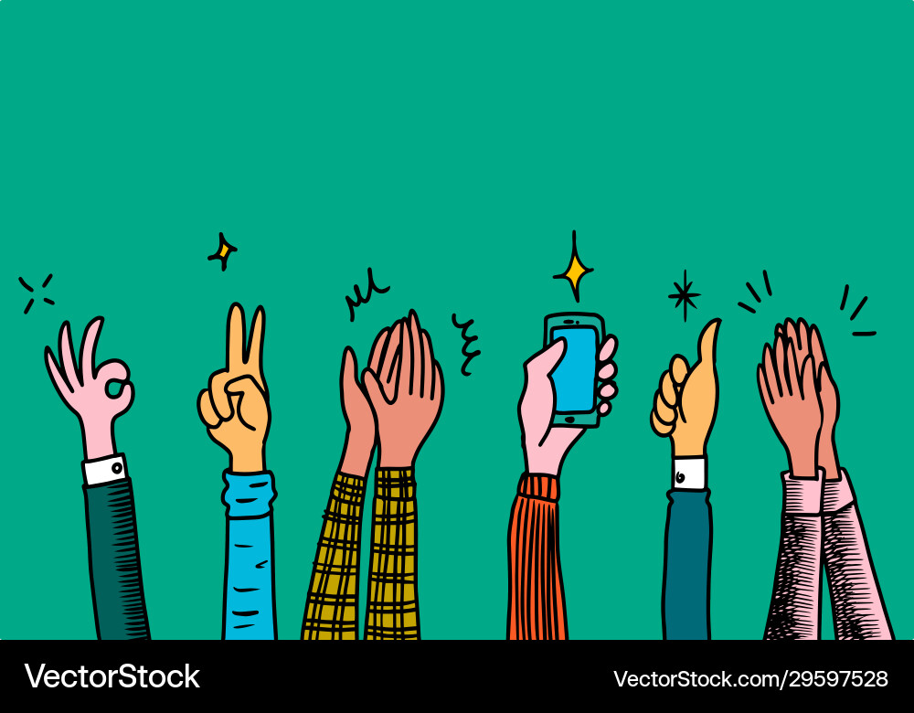Hand drawn sketch style human hands clapping Vector Image