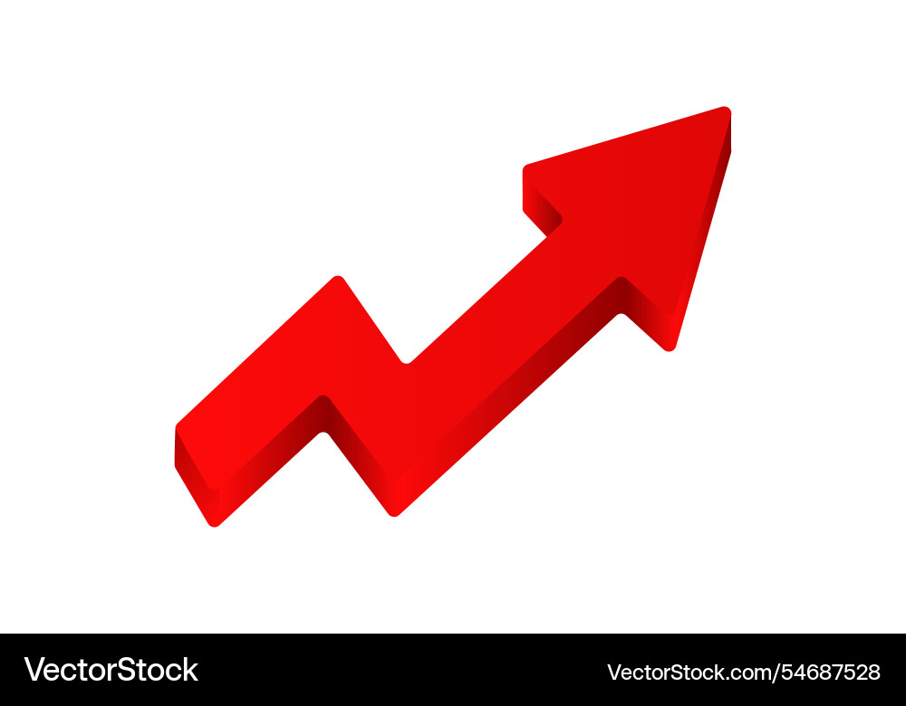 Red arrow pointing upward symbolizing growth Vector Image