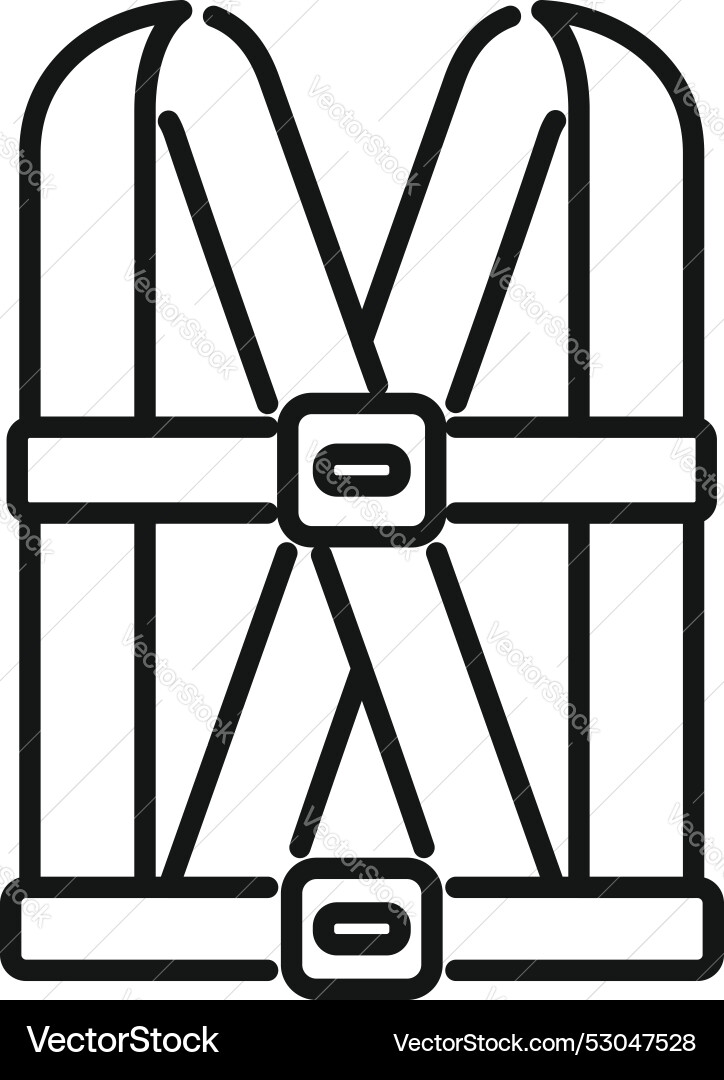Safety harness with straps and buckles icon thin Vector Image