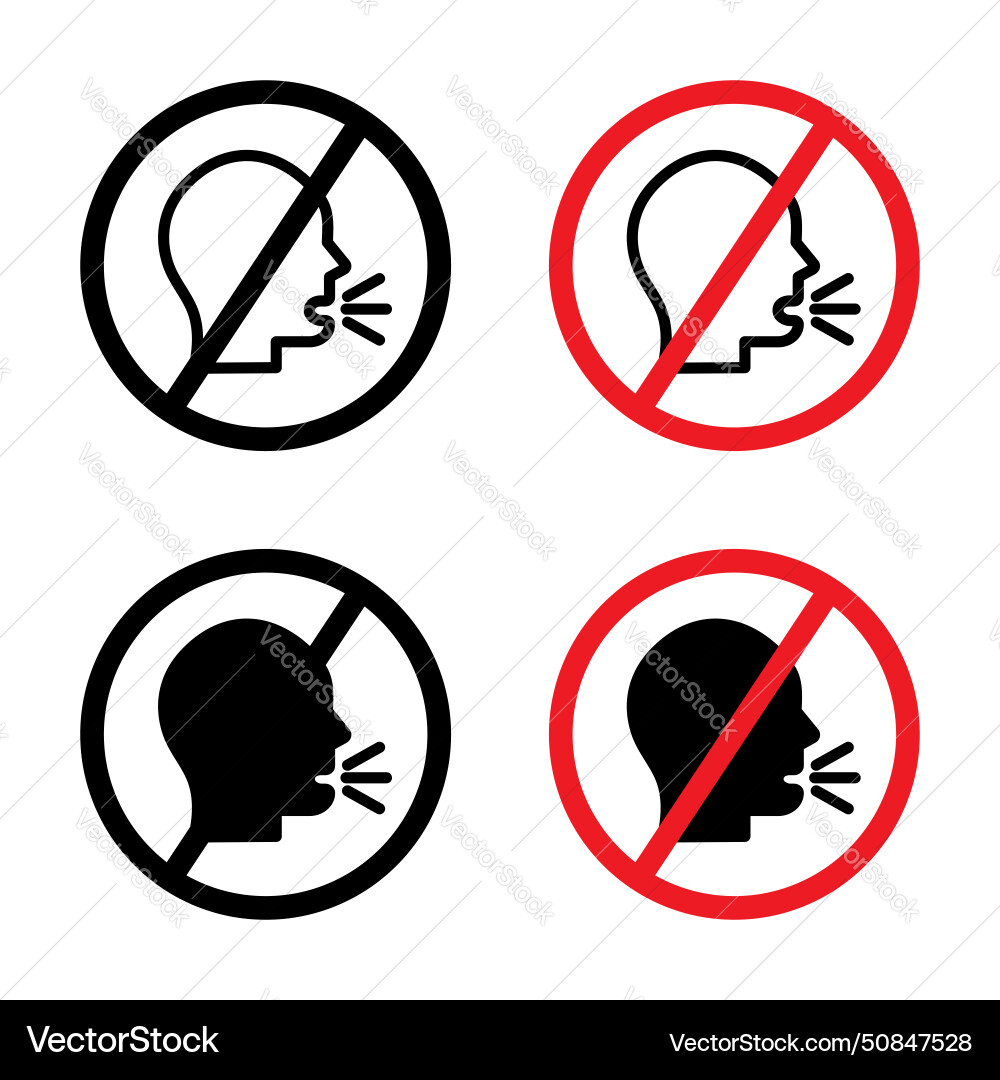 Stop talking sign icon set prohibited noise Vector Image