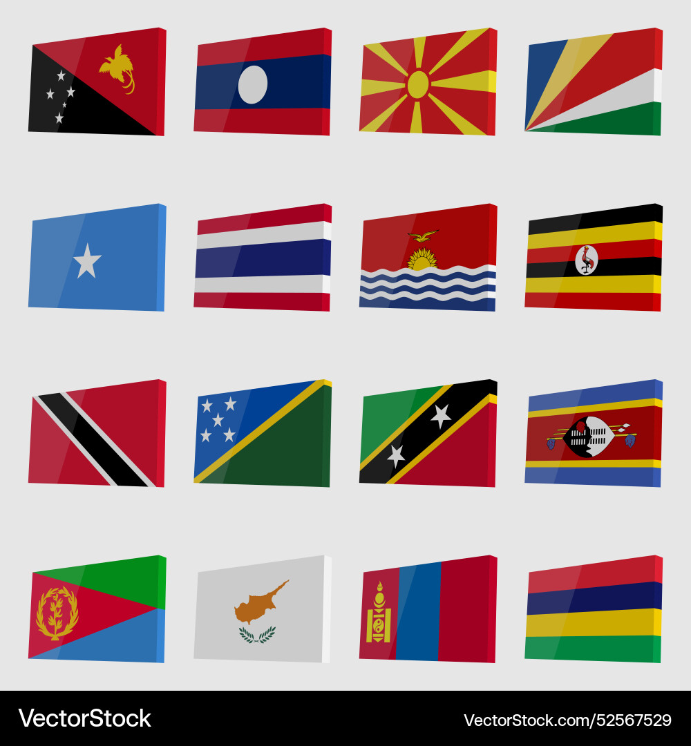 3d national flags with highlights Royalty Free Vector Image
