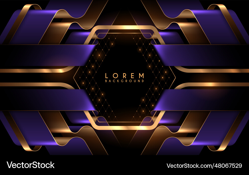 Abstract violet and gold ribbons background Vector Image