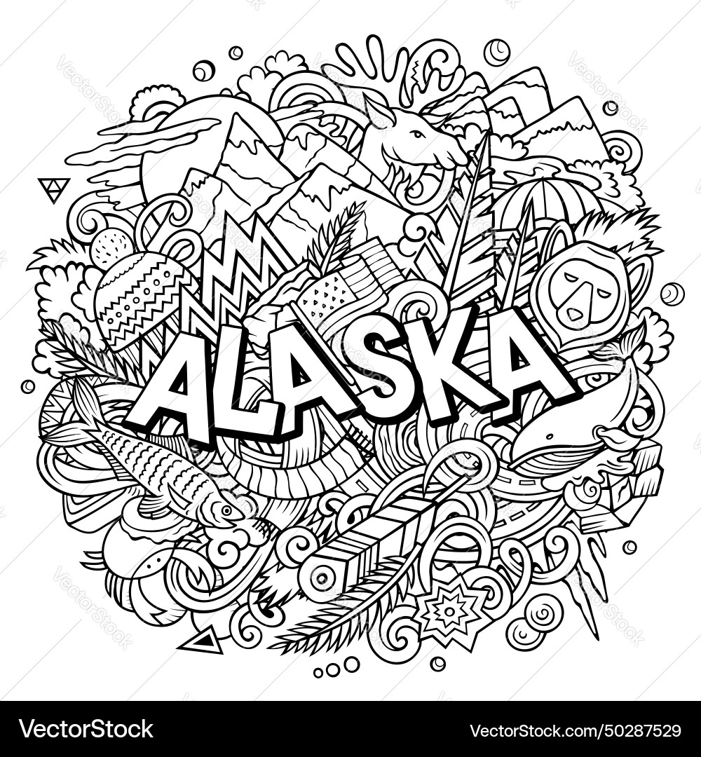 Alaska hand drawn cartoon doodle Royalty Free Vector Image