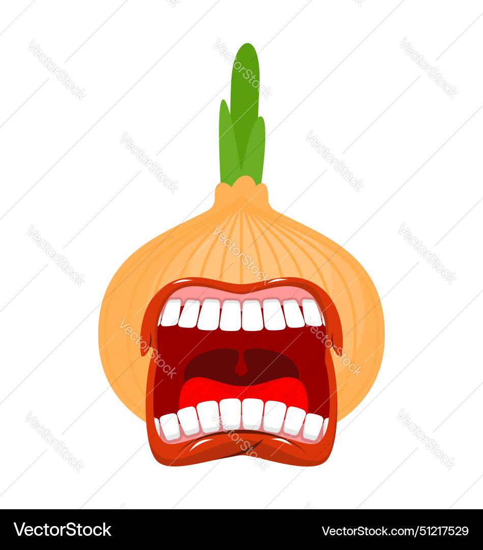 Angry onion screams isolated spicy Royalty Free Vector Image