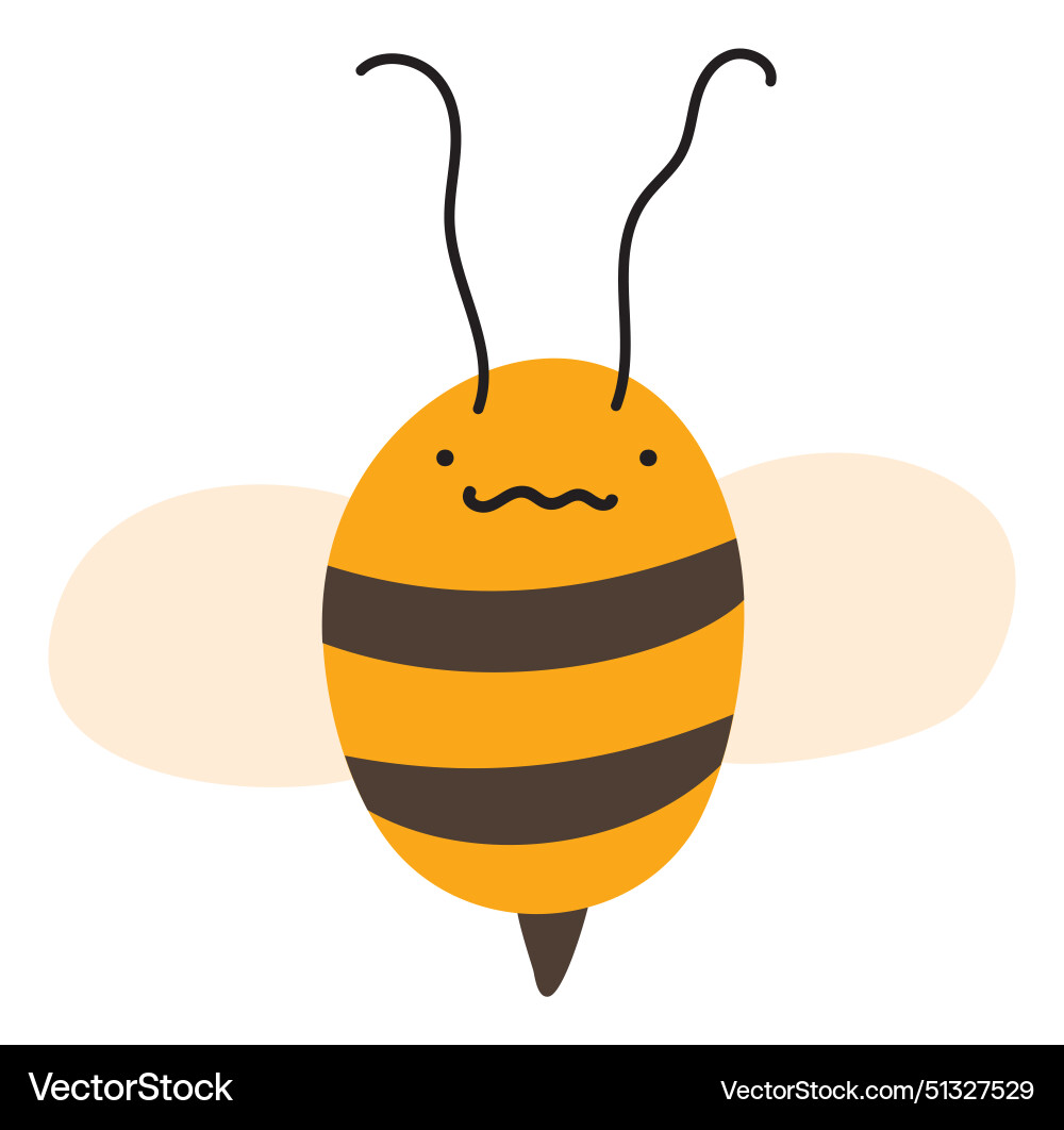 Fly silly bee emoji icon cute kid character Vector Image