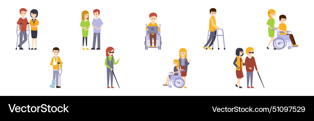 Happy disabled people character with disability Vector Image