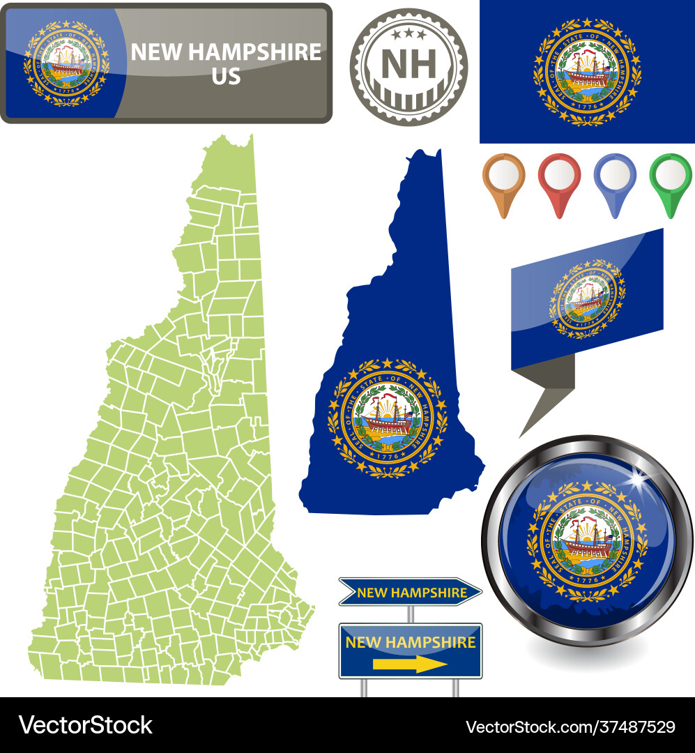 Map new hampshire us Royalty Free Vector Image