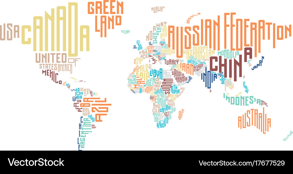 Typographic World Map Royalty Free Vector Image