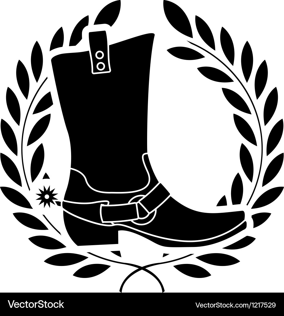 Western Boot Stencil with Spurs Royalty Free Vector Image
