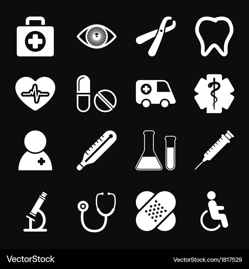 White Medical Icon Set Royalty Free Vector Image