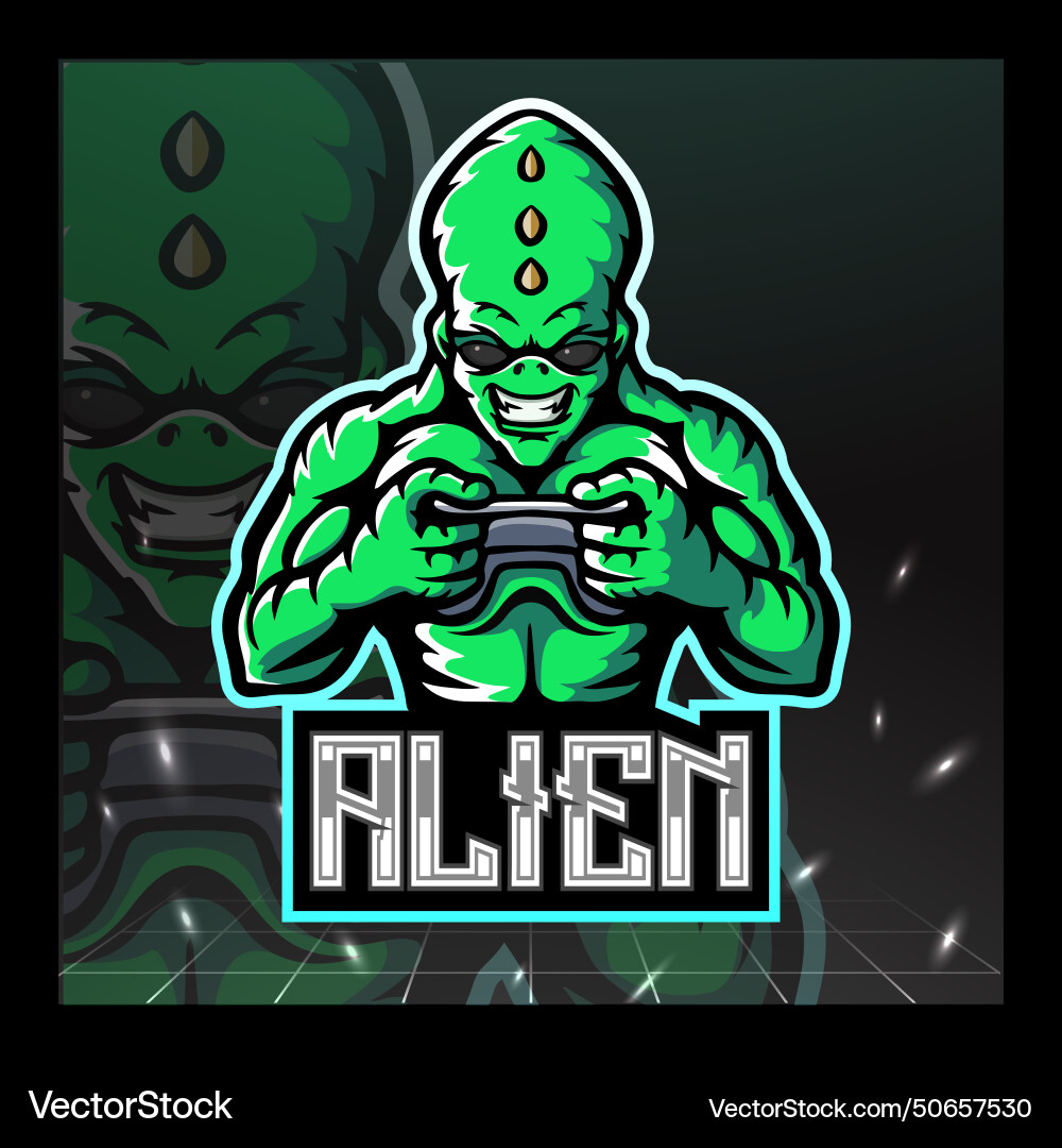 Alien squad mascot esport logo design Royalty Free Vector