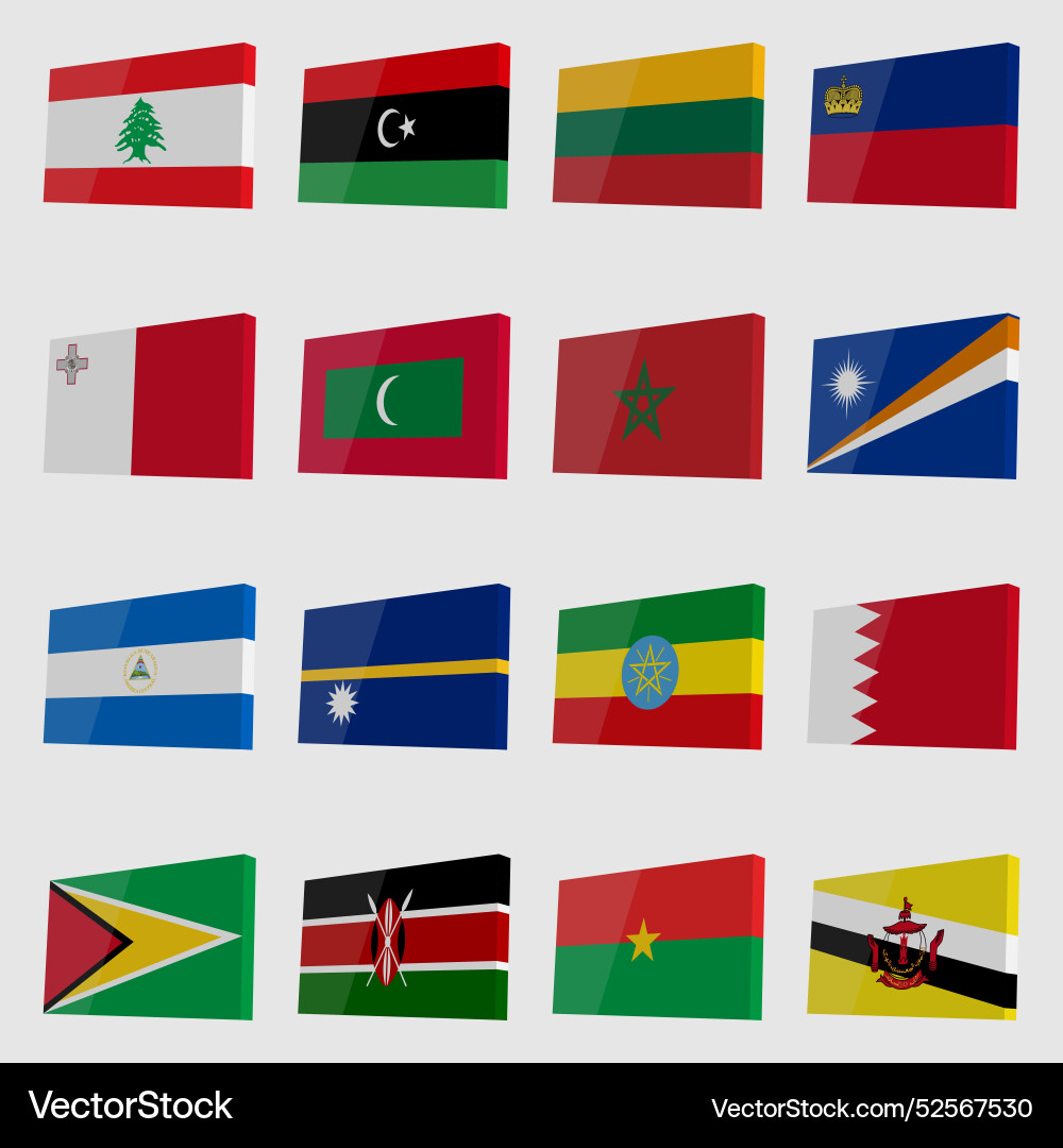 Big set of isometric country flags Royalty Free Vector Image