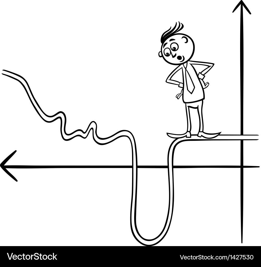 Businessman on graph curve cartoon Royalty Free Vector Image