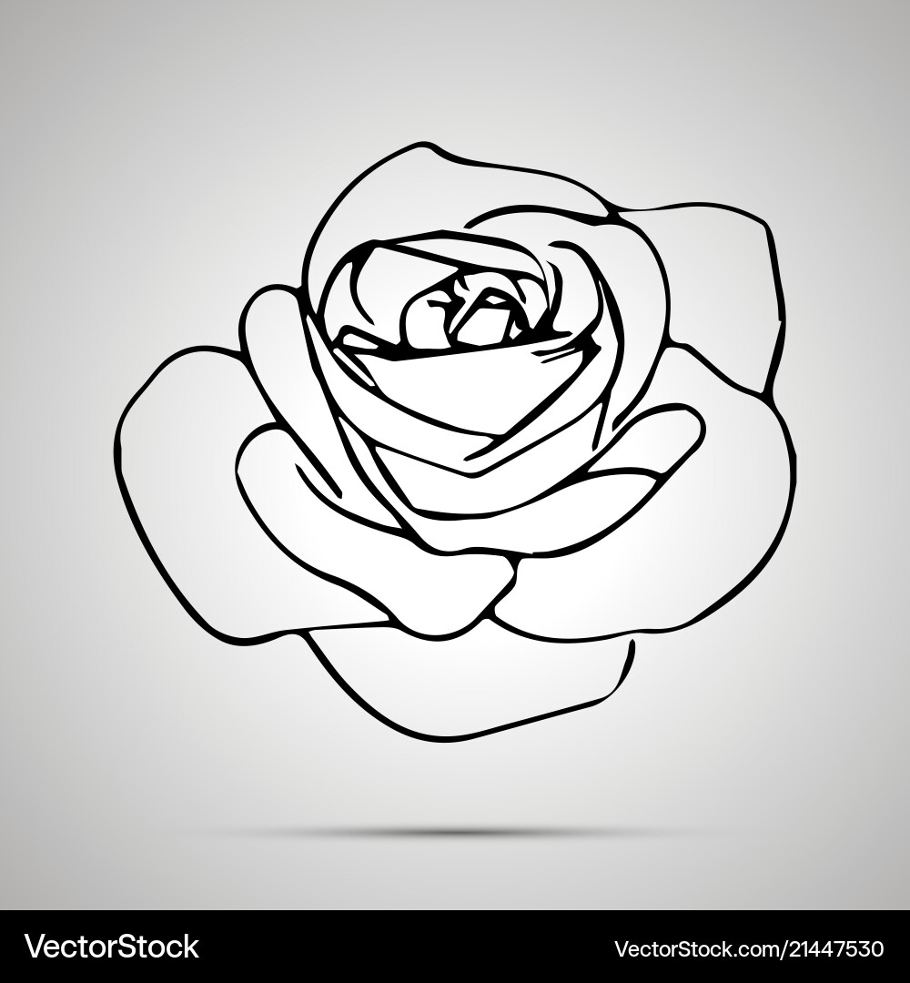 Cute outline rose bud simple black icon Royalty Free Vector