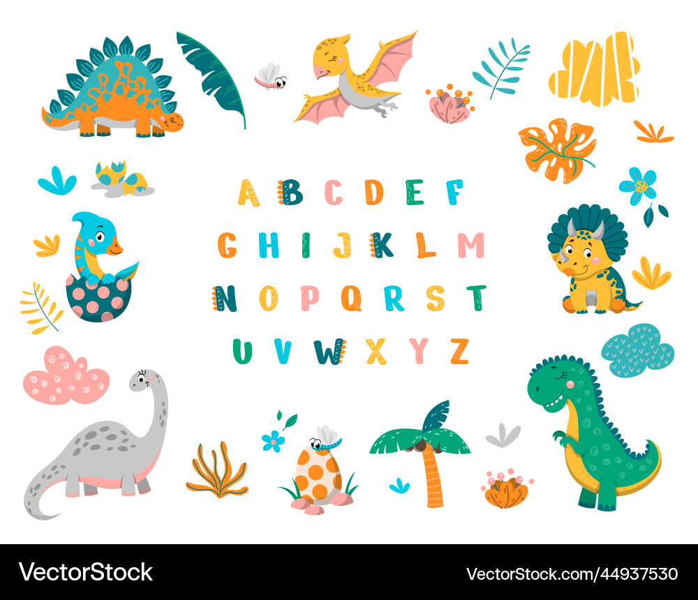 Dinosaur Alphabet Learning Royalty Free Vector Image