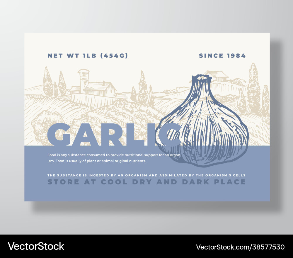 Garlic label template abstract packaging Vector Image