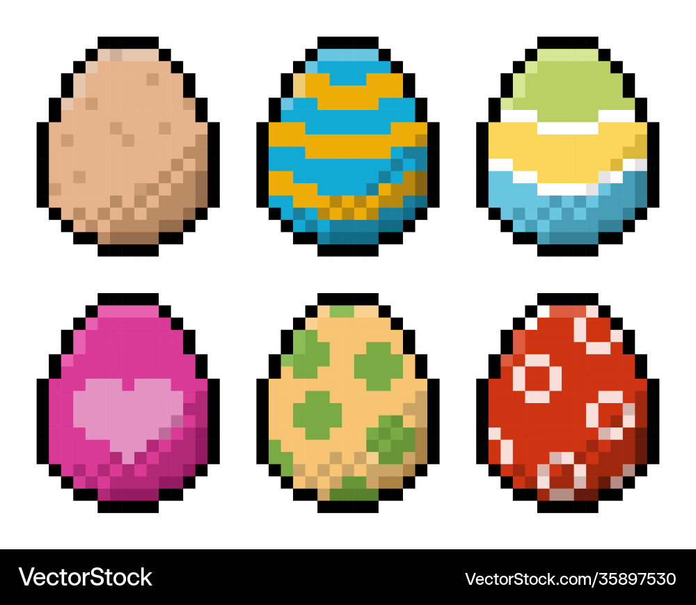 Pixel easter eggs pack Royalty Free Vector Image