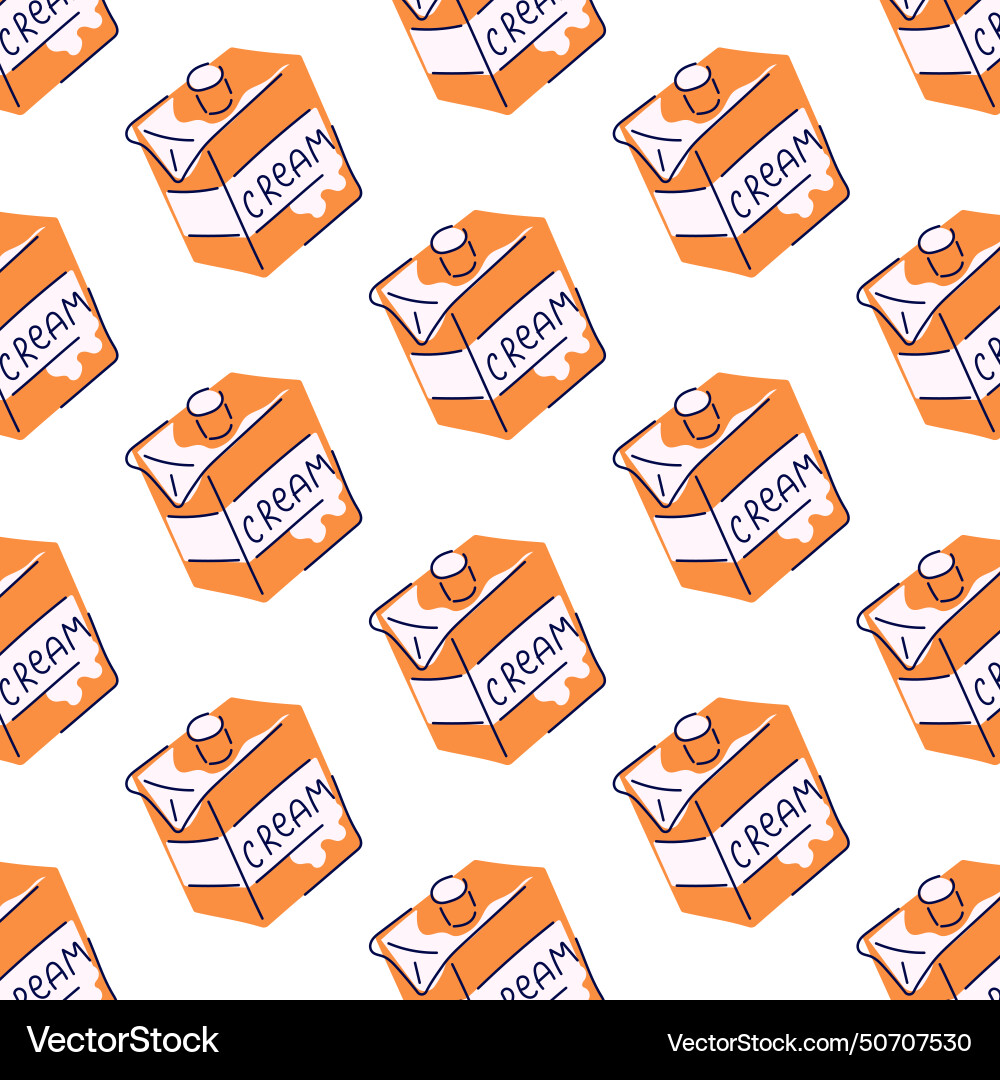 Seamless pattern with milk cream in cartoon style Vector Image
