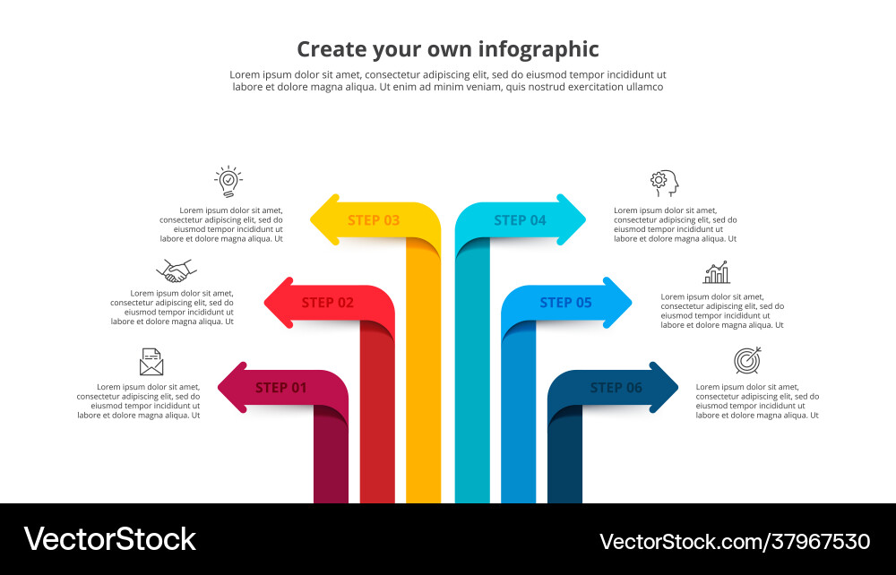 Six arrows infographic elements business template Vector Image
