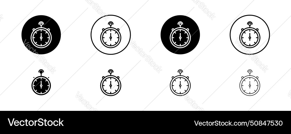 Stop watch icon set stopwatch timer chronometer Vector Image