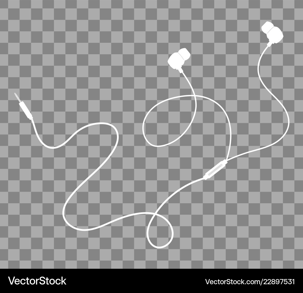 Earphones white on transparent back ground Vector Image