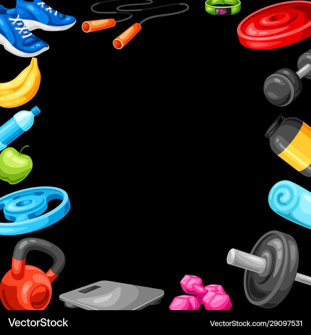 Frame with fitness equipment Royalty Free Vector Image