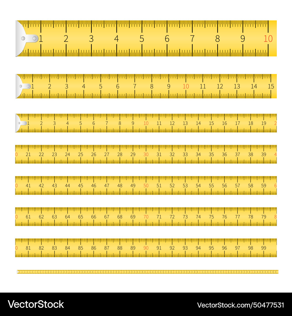 Measuring tape with inch and metric scale set Vector Image