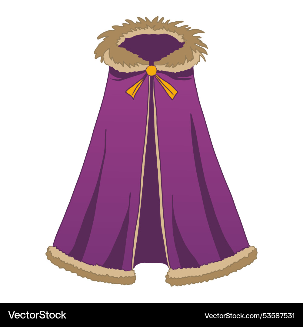 Purple magic cloak with fur in flat design warm Vector Image