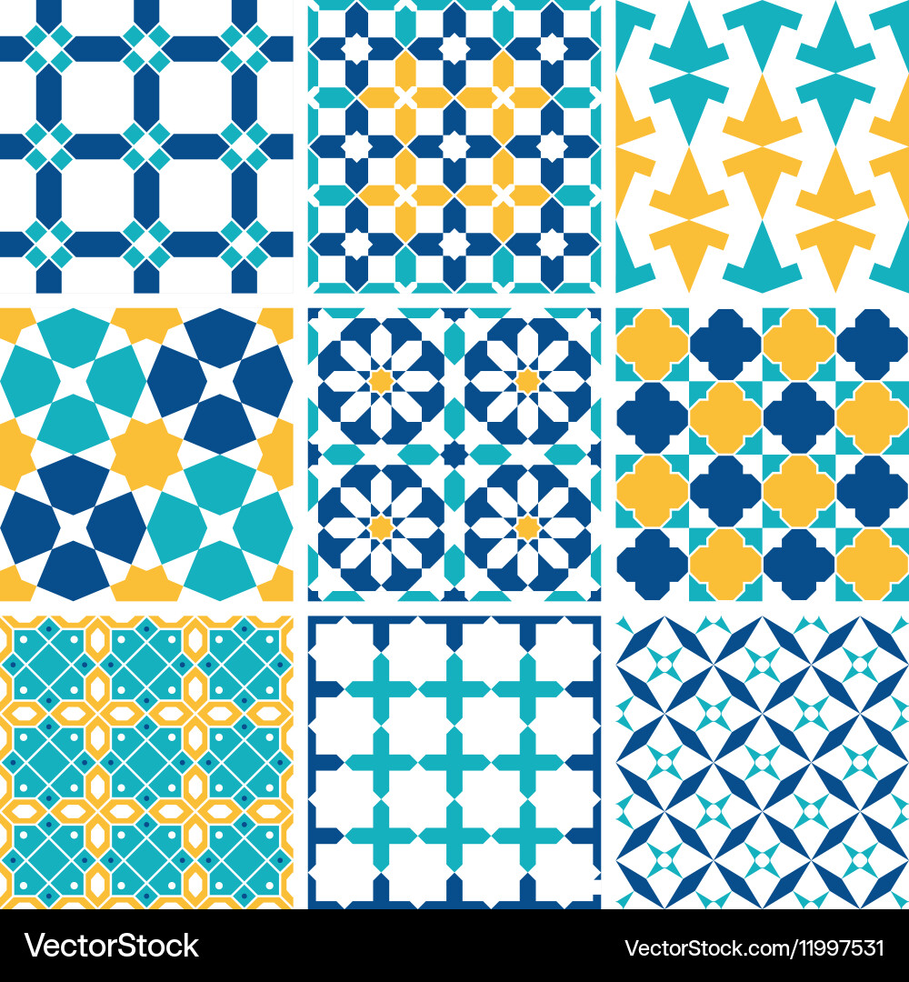 Set of arabic seamless pattern Royalty Free Vector Image
