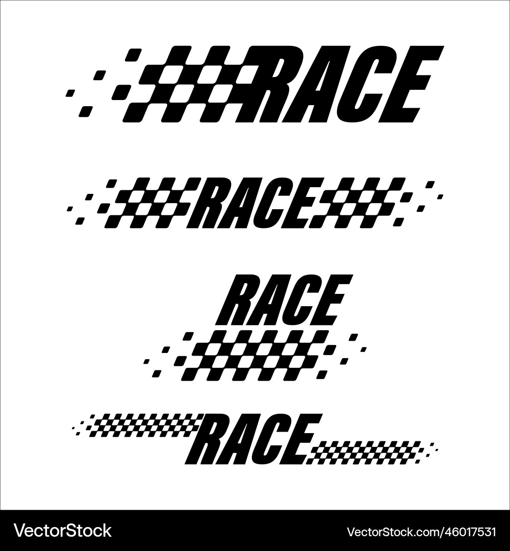 Sport race track text and flags Royalty Free Vector Image