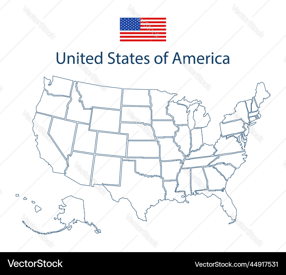 USA Map Outline - United States Royalty Free Vector Image