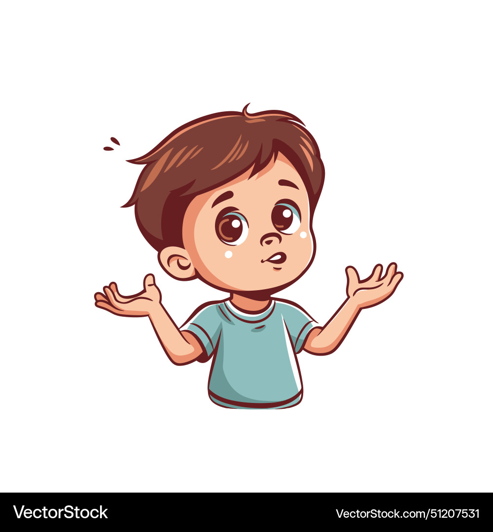 Young boy cartoon character looking confused Vector Image