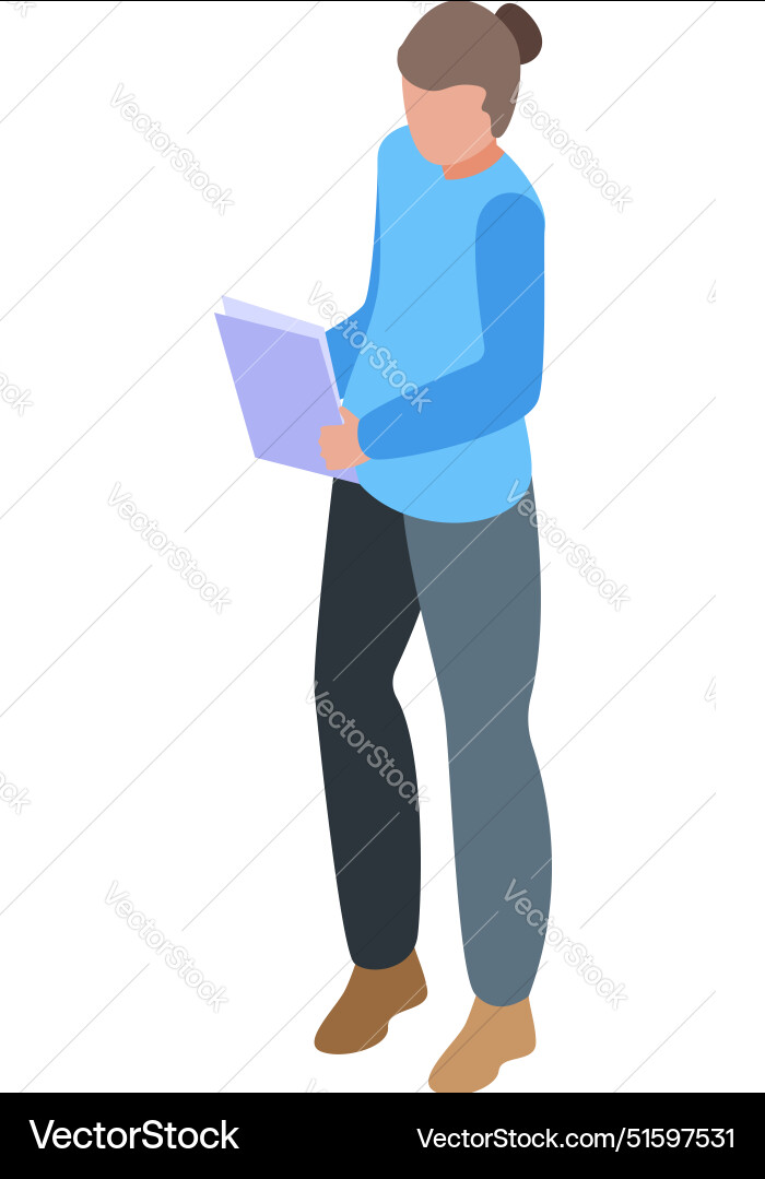 Young male office worker standing holding Vector Image