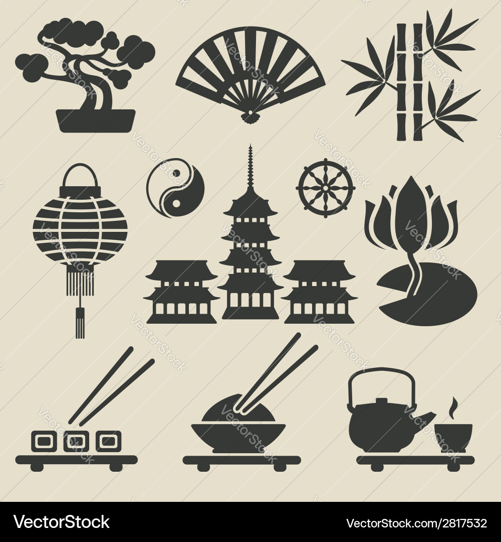 Asian Icon Set - Traditional Motifs Royalty Free Vector