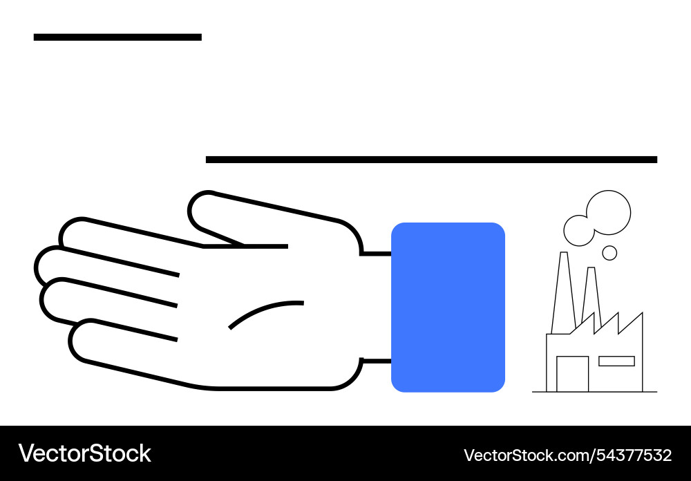 Helping hand supporting sustainable industrial Vector Image