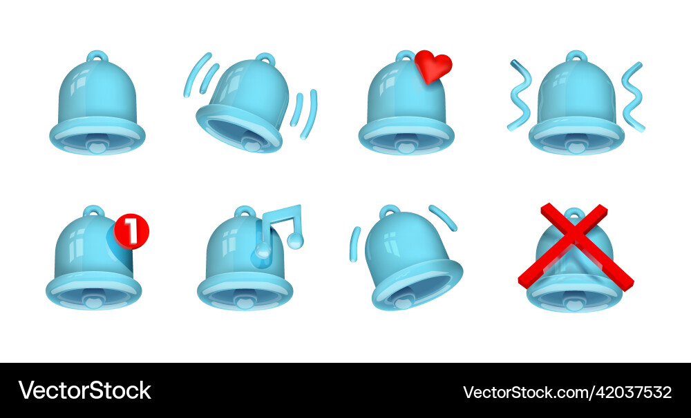 Realistic 3D Bell Icon - Notification Royalty Free Vector