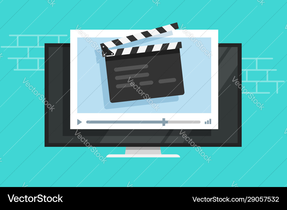 Tv video player with film slate clapper board Vector Image