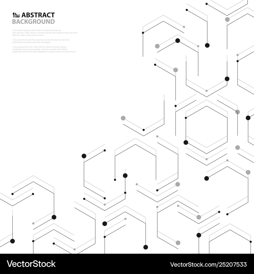 Abstract black hexagonal nanotechnology pattern Vector Image