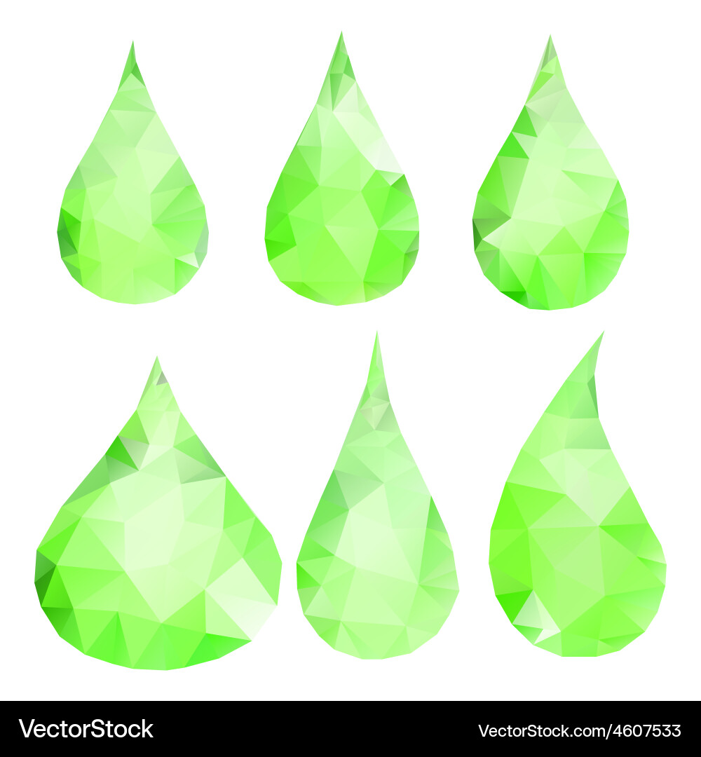 Abstract green drops consisting of triangles Vector Image